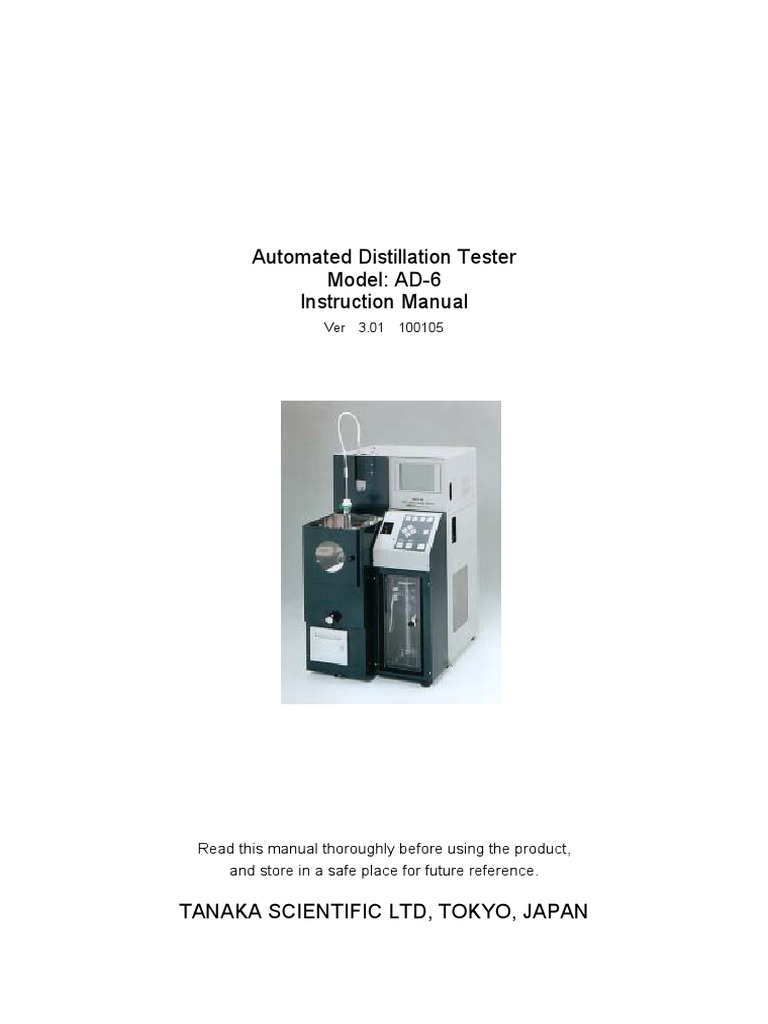 Automated Distillation Tester Model: AD-6 Instruction Manual | PDF ...