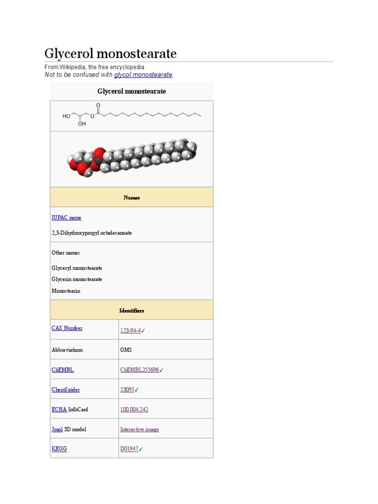 Glycerol Monostearate | Chemical Compounds | Chemistry