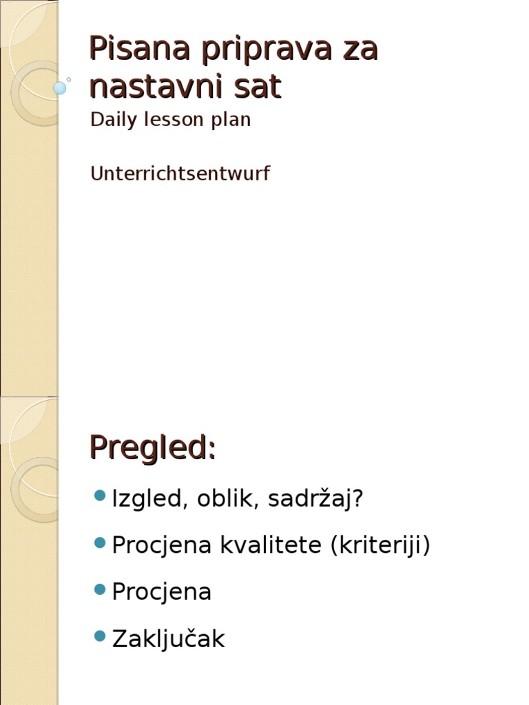 5pisana Priprava Za Nastavni Sat | PDF
