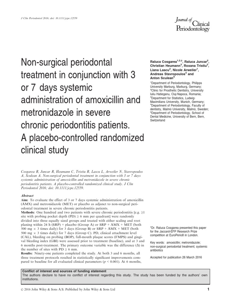 Journal of Clinical Periodontol | PDF | Clinical Trial | Antibiotics