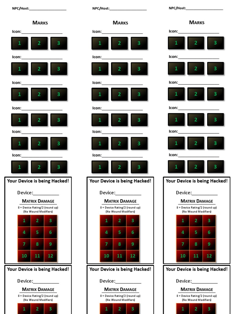 Player Aid - GM Matrix | PDF | Leisure