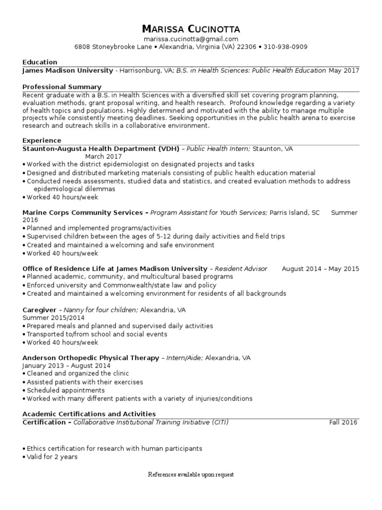 Public Health Graduate Resume | PDF | Health Education | Public Health