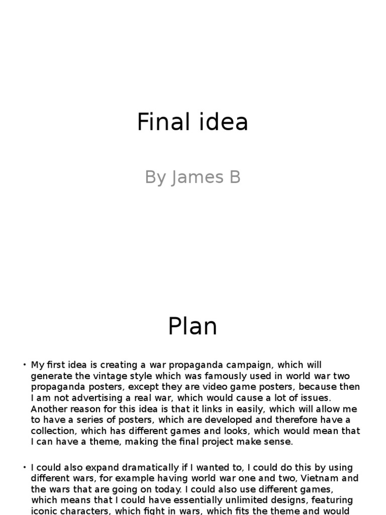 Final Idea | PDF | Poster | Video Games