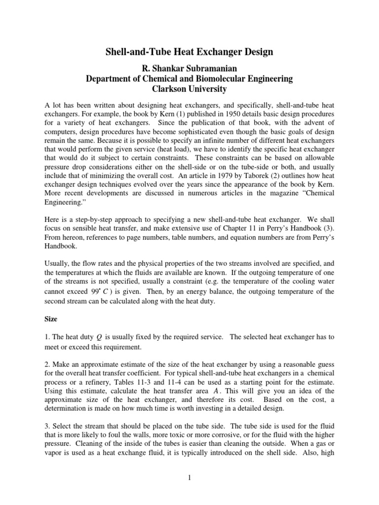 Shell and Tube Heat Exchanger Design | PDF | Heat Exchanger | Heat