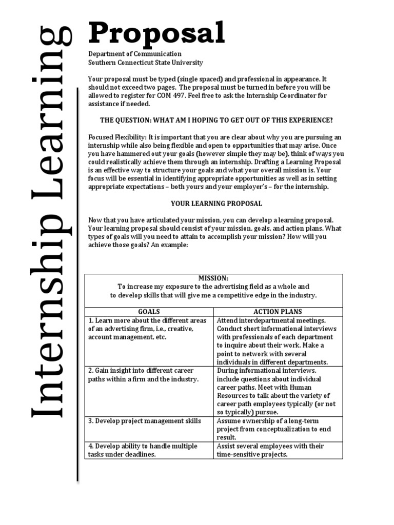 Internship Learning Proposal | Download Free PDF | Goal | Internship
