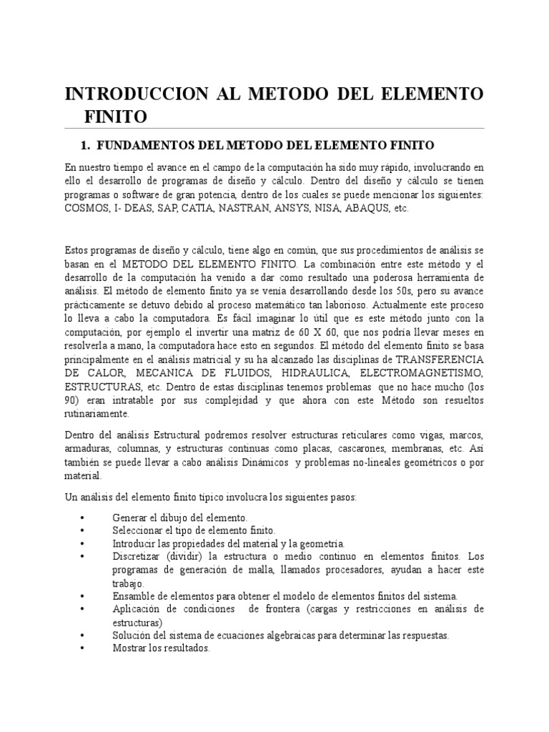 Introduccion Al Metodo Del Elemento Finito | PDF | Método de elementos ...