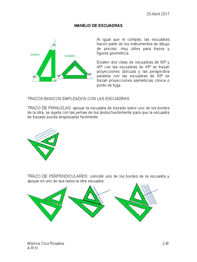 Manejo de Escuadras | Dibujo | Dibujo técnico