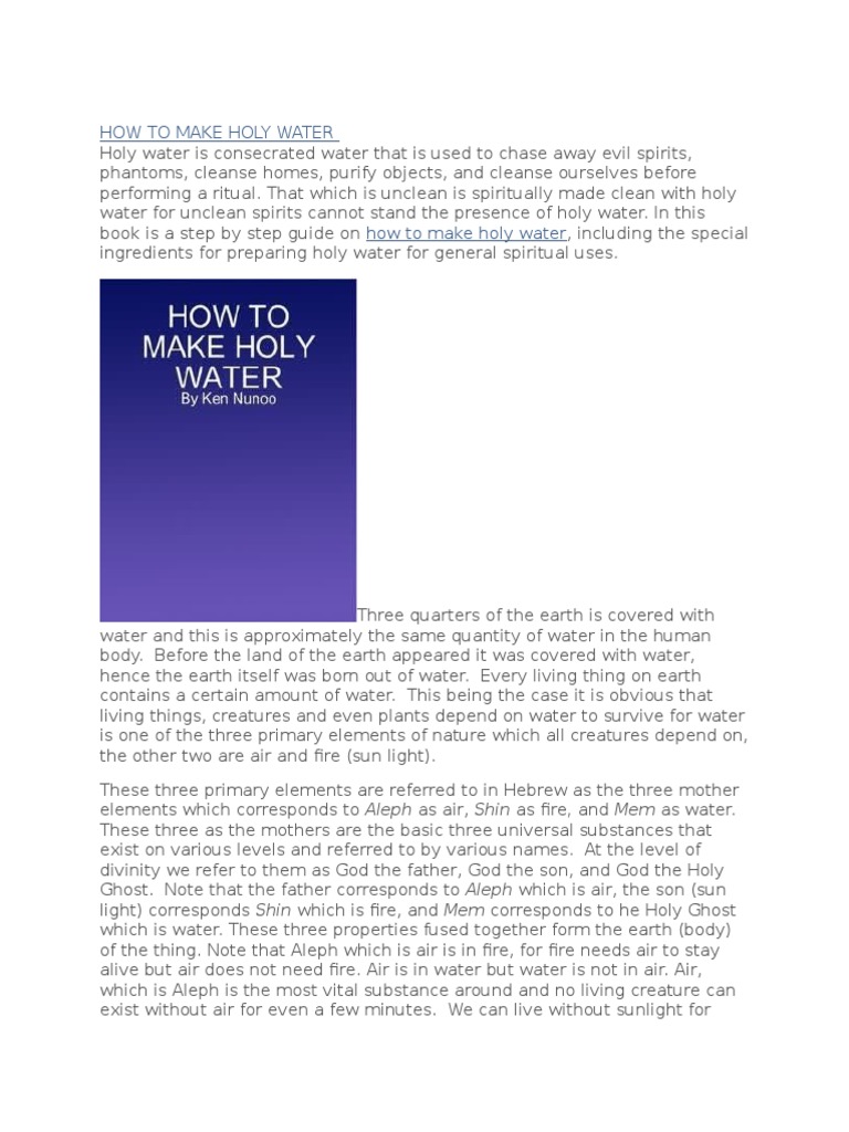 How To Make Holy Water | PDF | Sacred | Atmosphere Of Earth