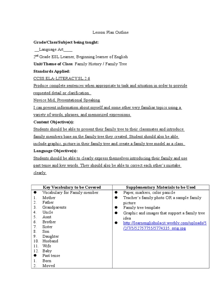 Sample Lesson Plan llt307 | PDF | Vocabulary | Lesson Plan