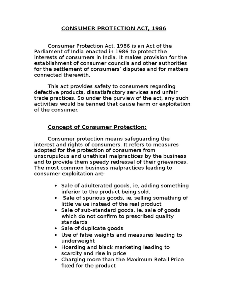 Consumer Protection Act | PDF | Consumer Protection | Social Justice