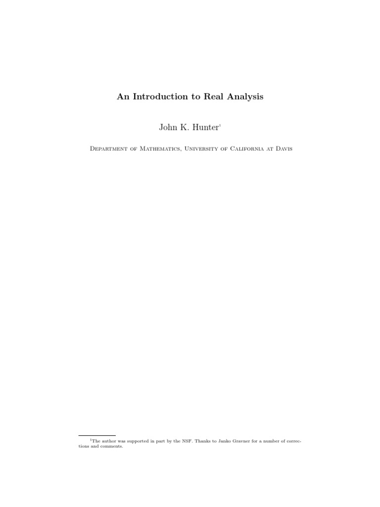 An Introduction To Real Analysis - John K. Hunter PDF | PDF | Real ...