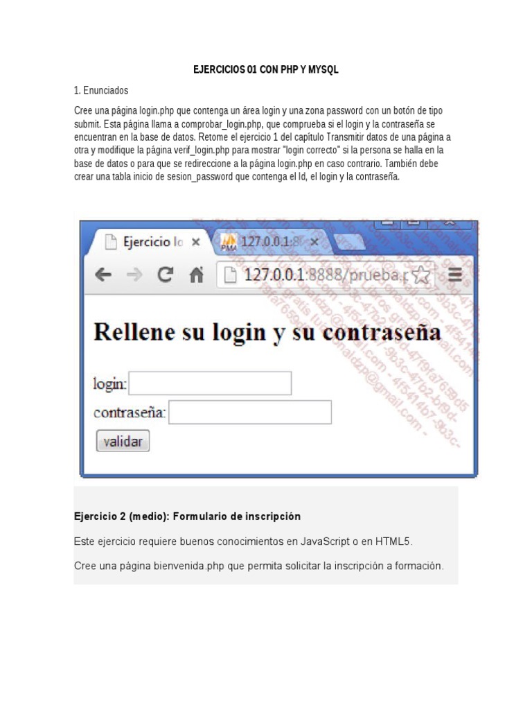 Ejercicios01 Con PHP y MySQL | Descargar gratis PDF | SQL | Tabla (base de datos)