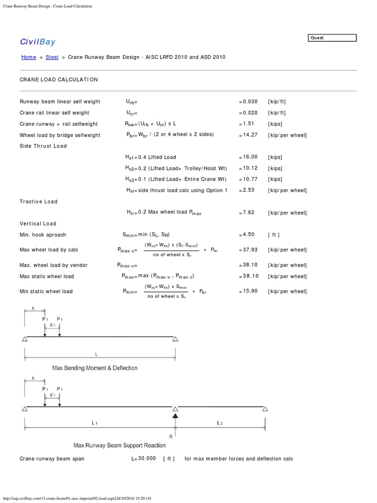 Crane Runway Beam Design - Crane Load Calculation-1 | Beam (Structure ...