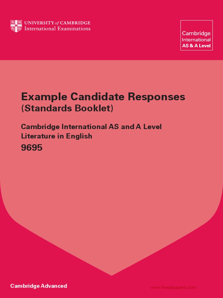 9695 Literature in English Example Candidate Responses Booklet | Gce ...