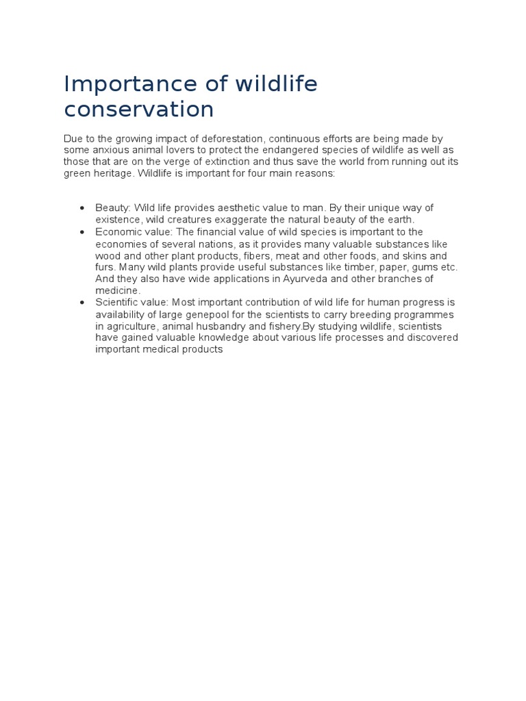 Importance of Wildlife Conservation | PDF