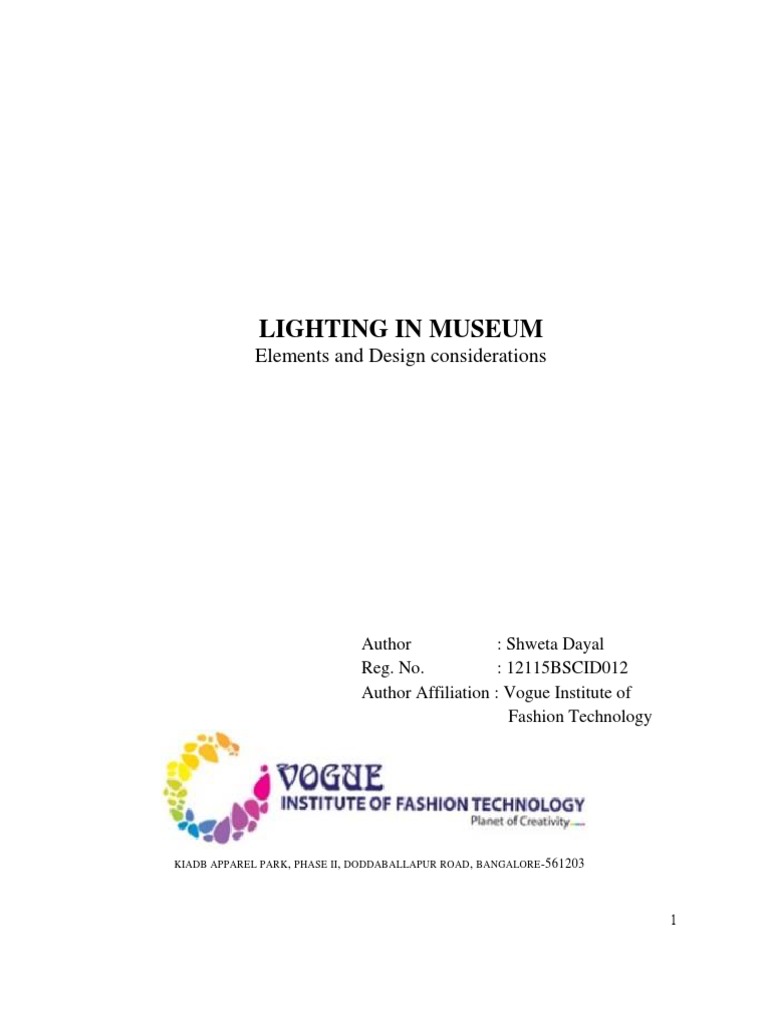 LIGHTING in MUSEUM - Elements and Design Consideration | PDF | Lighting ...
