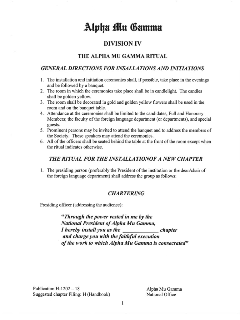 4 Alpha Mu Gamma Ritual | PDF