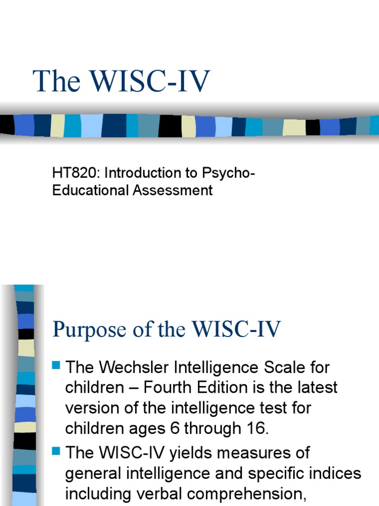 WISC4 Presentation | PDF | Wechsler Adult Intelligence Scale | Tests