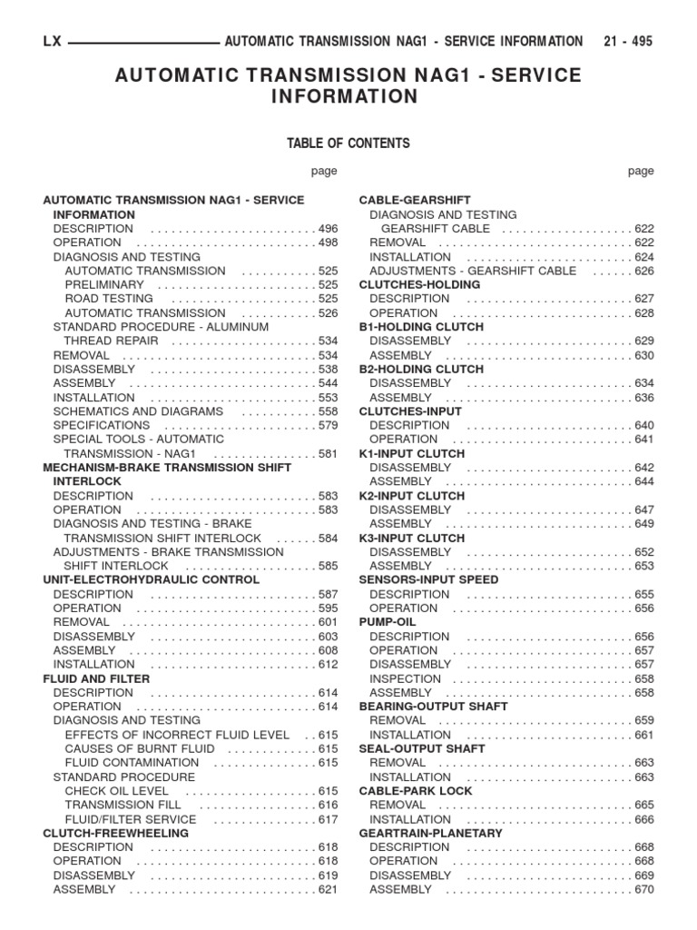 NAG1 Manual | PDF | Transmission (Mechanics) | Clutch