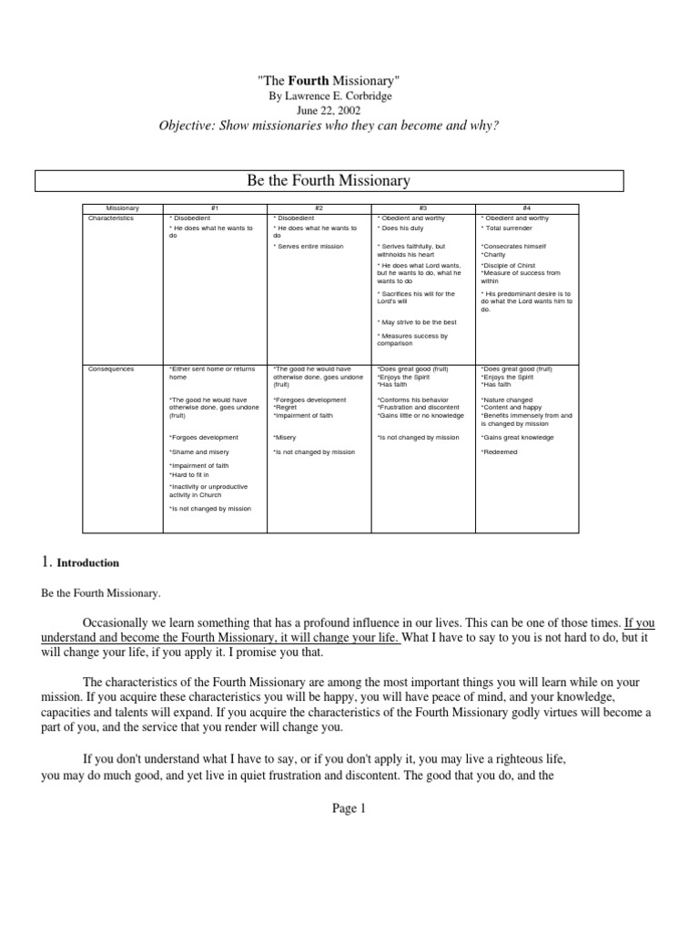 Be The Fourth Missionary: Objective: Show Missionaries Who They Can ...