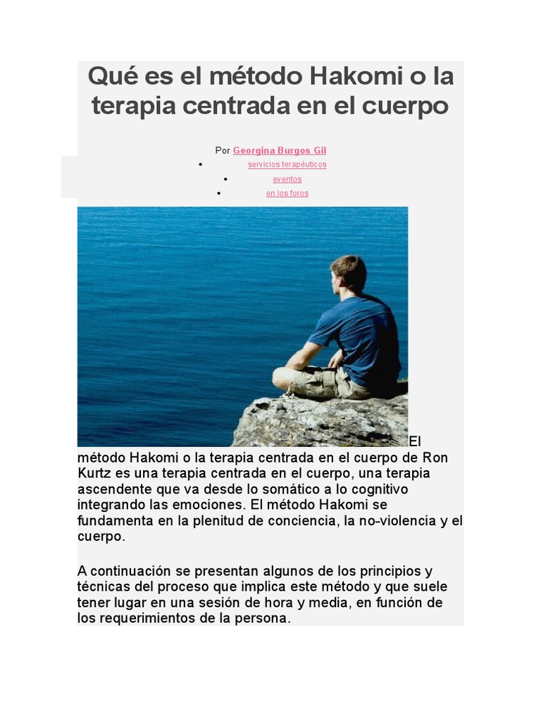 Qué Es El Método Hakomi o La Terapia Centrada en El Cuerpo | PDF | Las ...