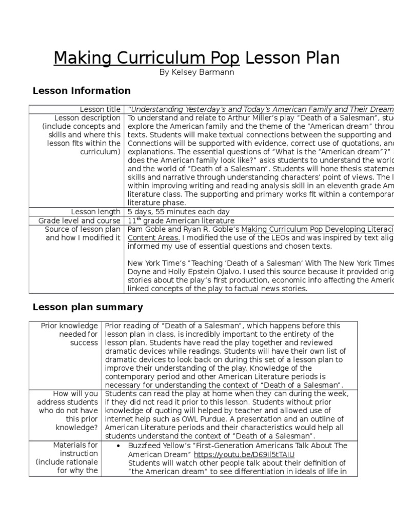 American Dream in Literature Lesson | PDF | Lesson Plan | Educational ...