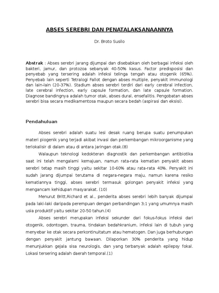 Abses Serebri Dan Penatalaksanaannya | PDF | Sains & Matematika