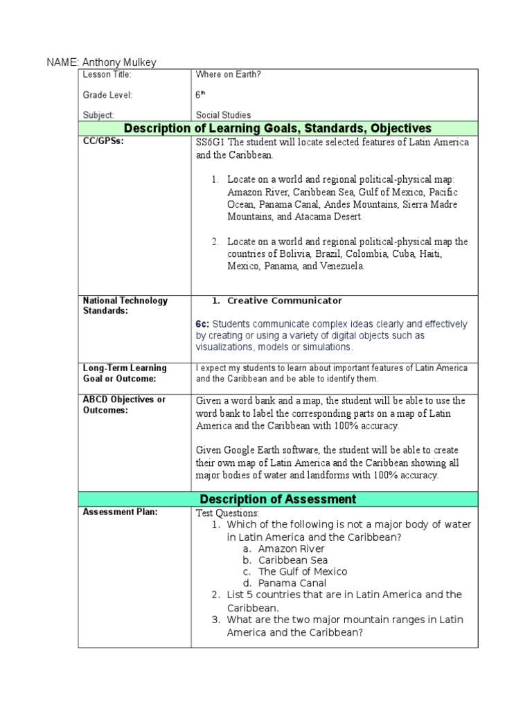 Lessonplana 6 | PDF | Lesson Plan | Map