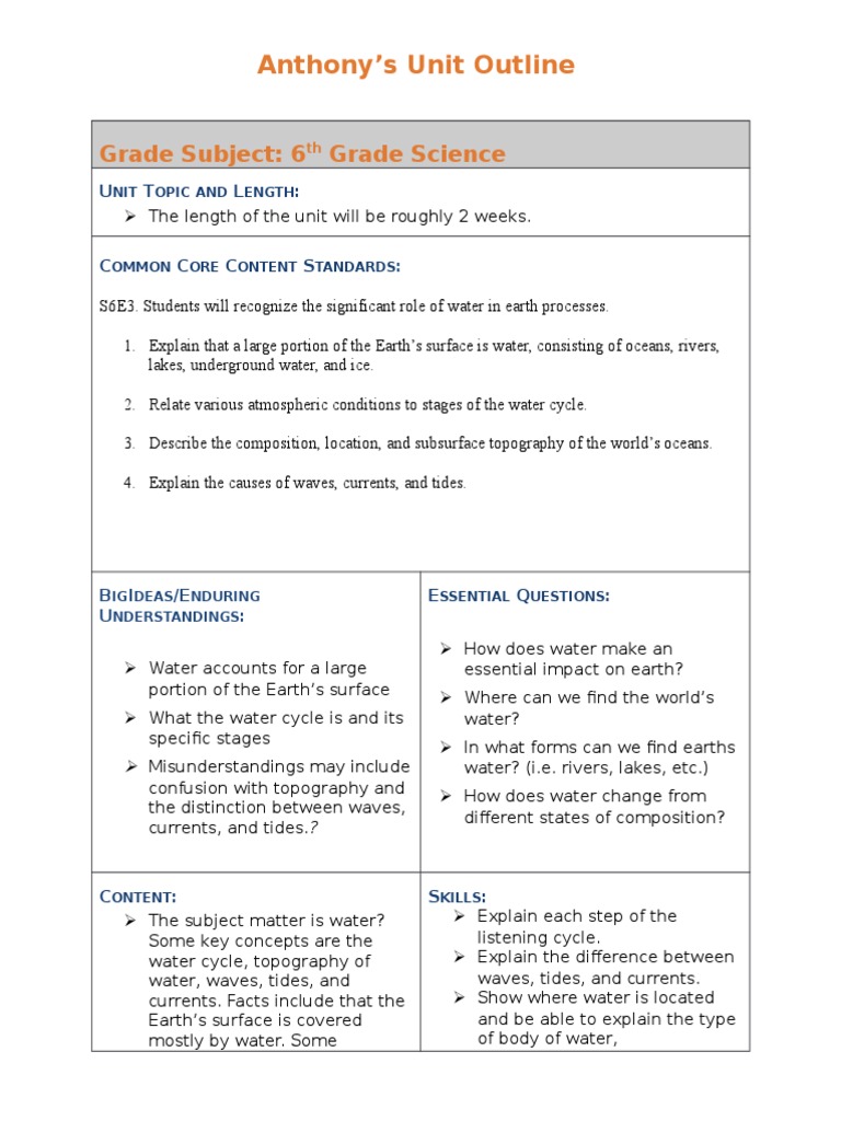 Unitoutlinetemplate | PDF | Earth | Tide