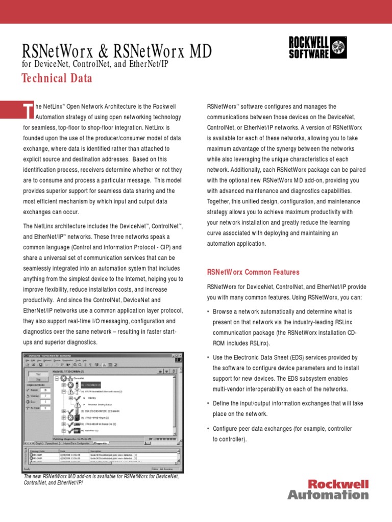 RSNetWorx & RSNetWorx MD For DeviceNet, ControlNet, and EtherNet/IP | PDF | Computer Network ...
