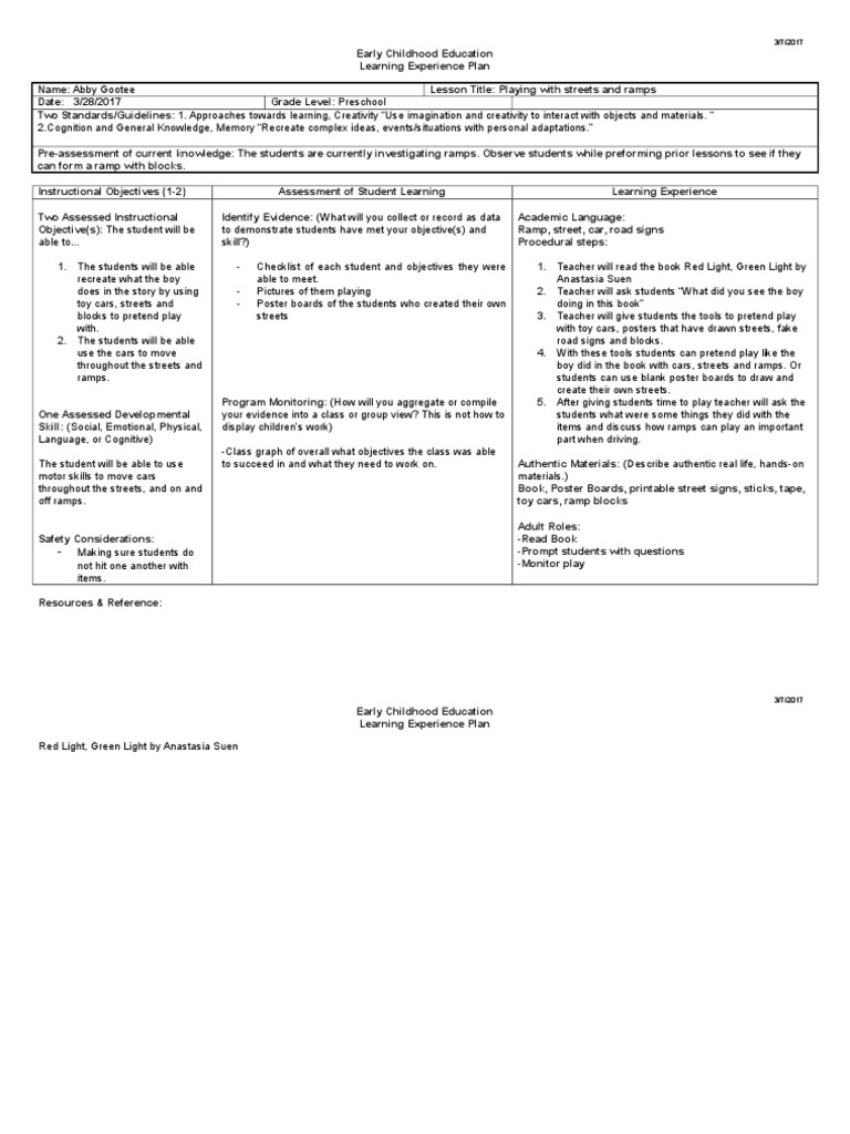 drama lesson plan 317-1-2 | Early Childhood Education | Lesson Plan