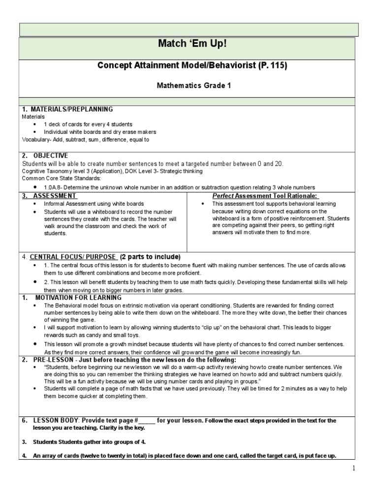 Behaviorist Lesson Plan | PDF | Competence (Human Resources) | Behaviorism