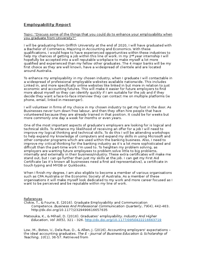 Employability Report | PDF | Internship | Job Hunting