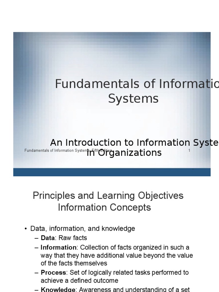 Fundamentals of Information Systems | PDF