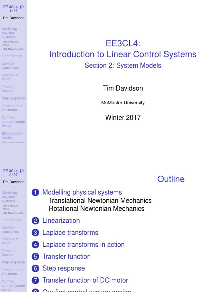 System Models Handout | PDF | Laplace Transform | Applied Mathematics