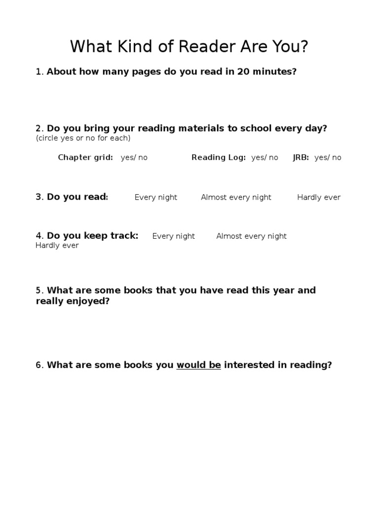 Student Reading Habits Survey | PDF