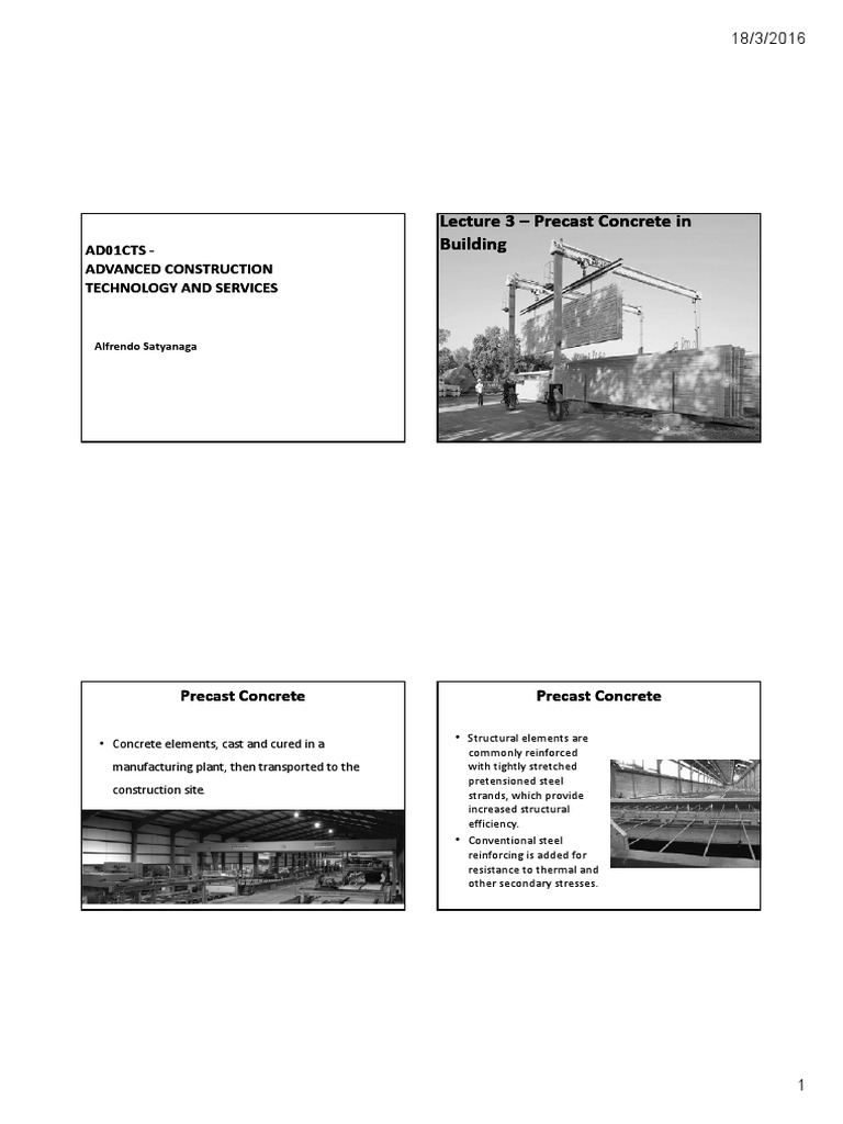 Lecture 3 Precast Concrete | PDF | Precast Concrete | Prestressed Concrete