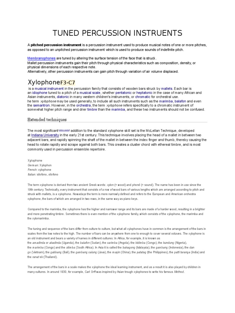 Understanding Tuned Percussion Instruments | PDF | Musical Instruments ...