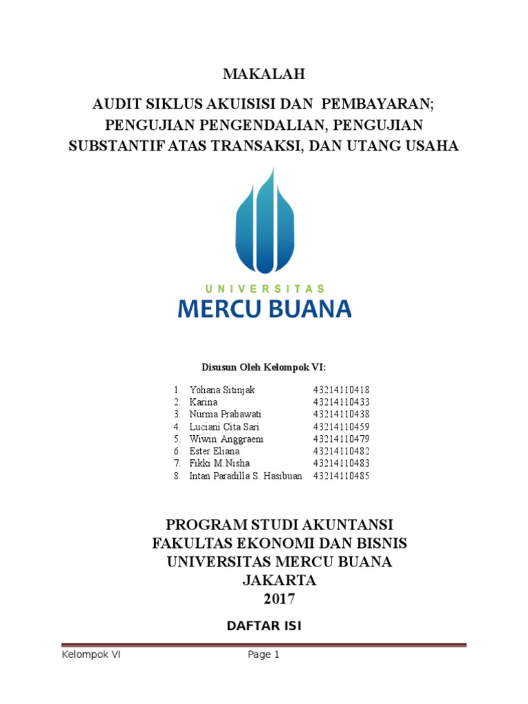 Kelompok 6 Makalah Auditing II | PDF | Bisnis | Pengelolaan Keuangan & Uang