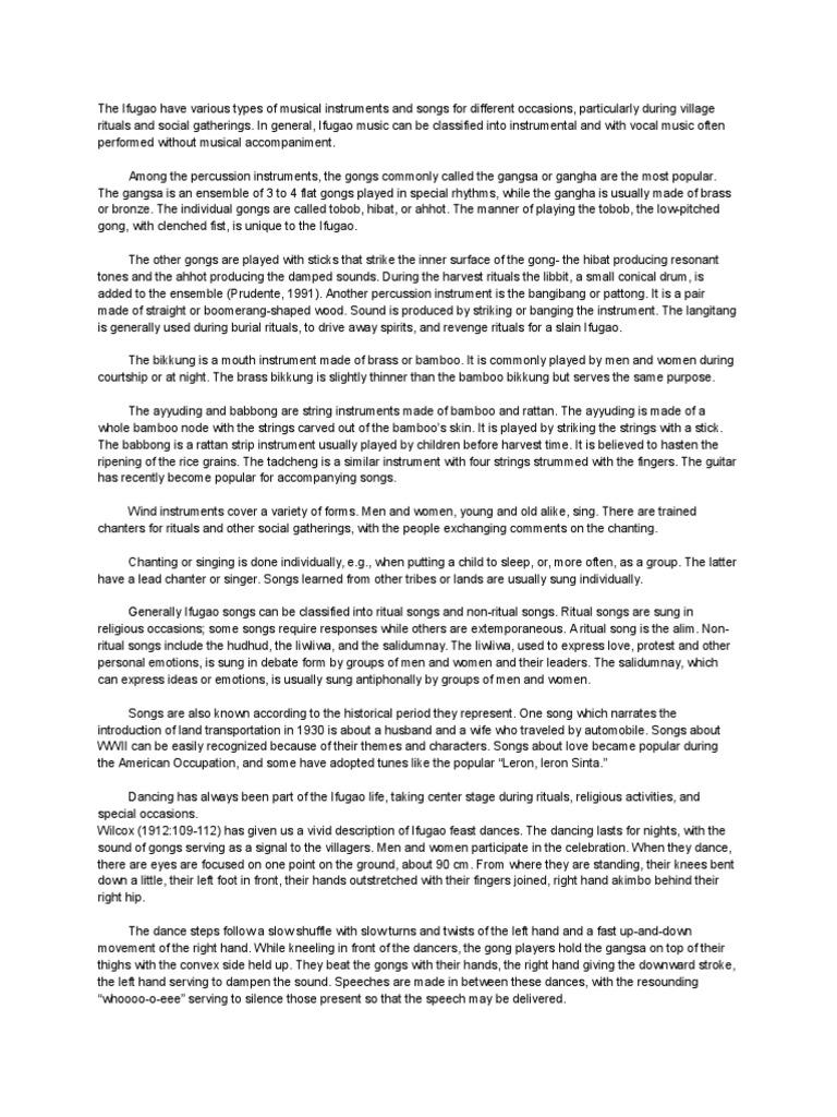 Ifugao Musical Instruments and Songs | PDF | Musical Instruments | Singing