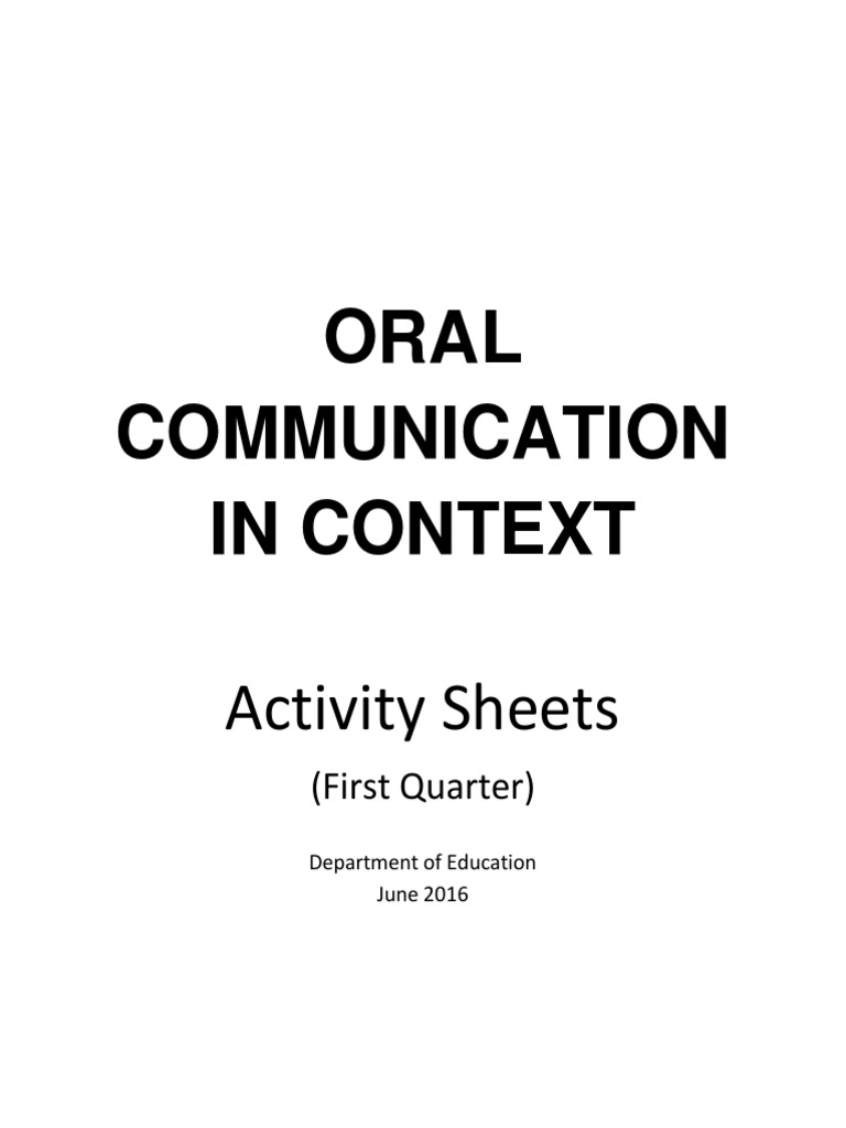 Oral Communication Activity Sheets | PDF | Public Speaking | Nonverbal ...