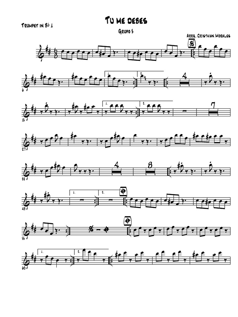 Tu Me Debes - Grupo 5x - Trumpet in BB 1 | PDF