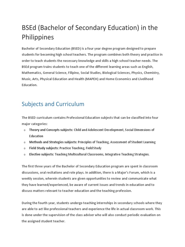 Teacher Education in The Philippines | PDF | Secondary School | Teacher ...