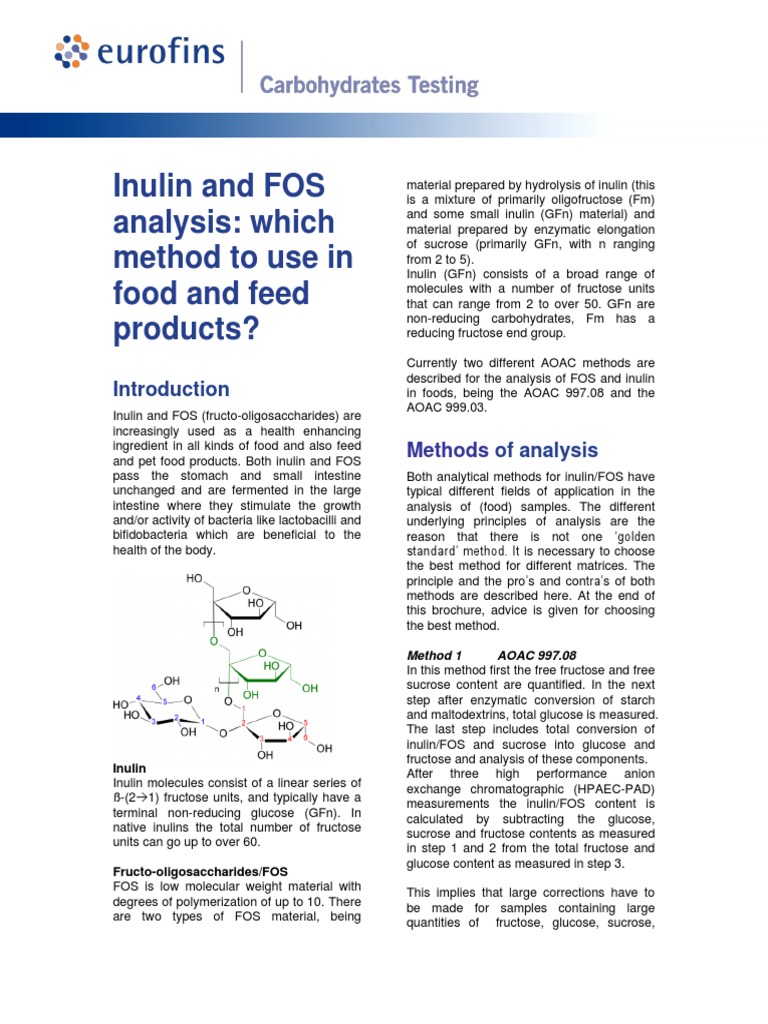 Inulin&FOS | PDF | Fructose | Dietary Fiber