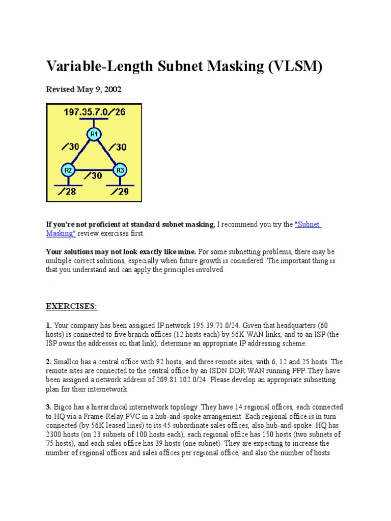 Network Exercises Pdf Ip Address Internet Protocols