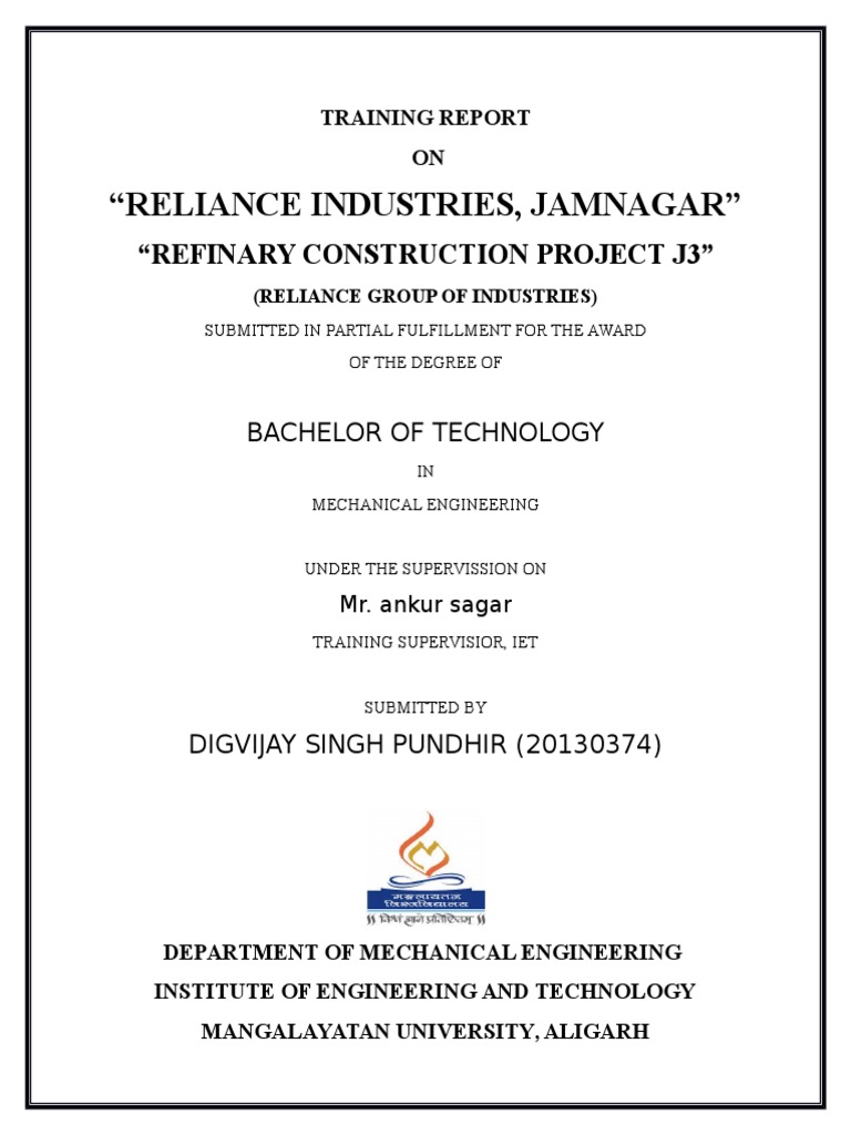 "Reliance Industries, Jamnagar": "Refinary Construction Project J3 ...