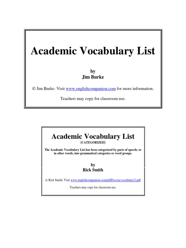 Academic Vocabulary List For IELTS PDF | PDF