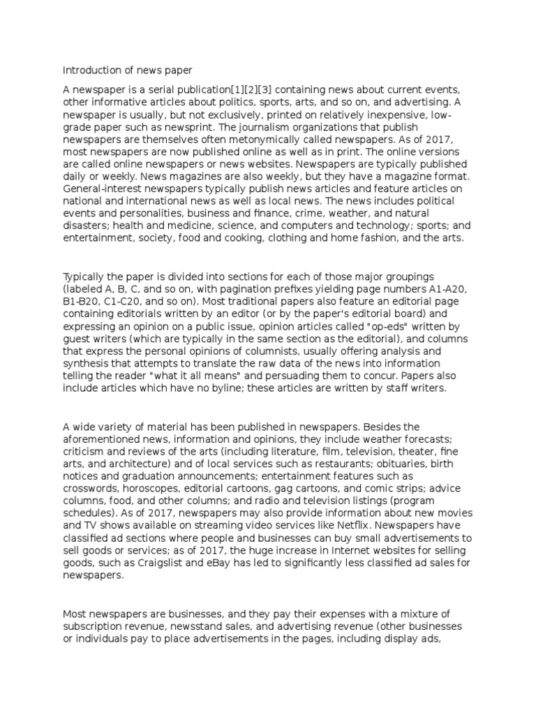 Introduction of News Paper | Newspapers | News Media