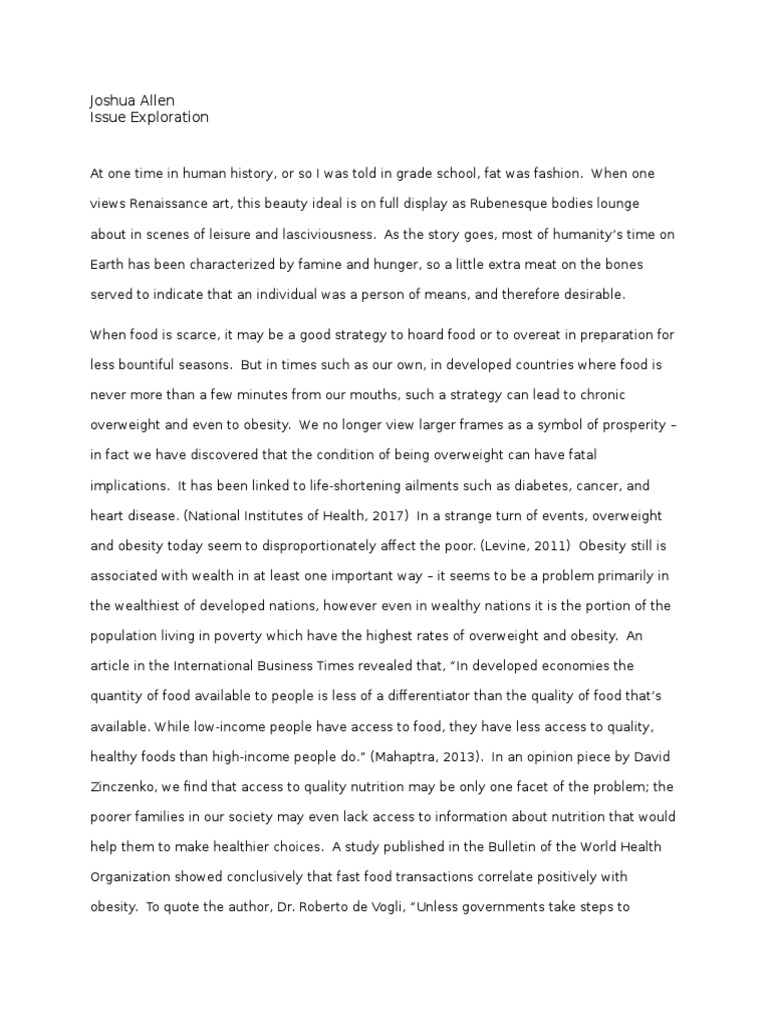 Issue Exploration | PDF | Obesity | Food And Drink