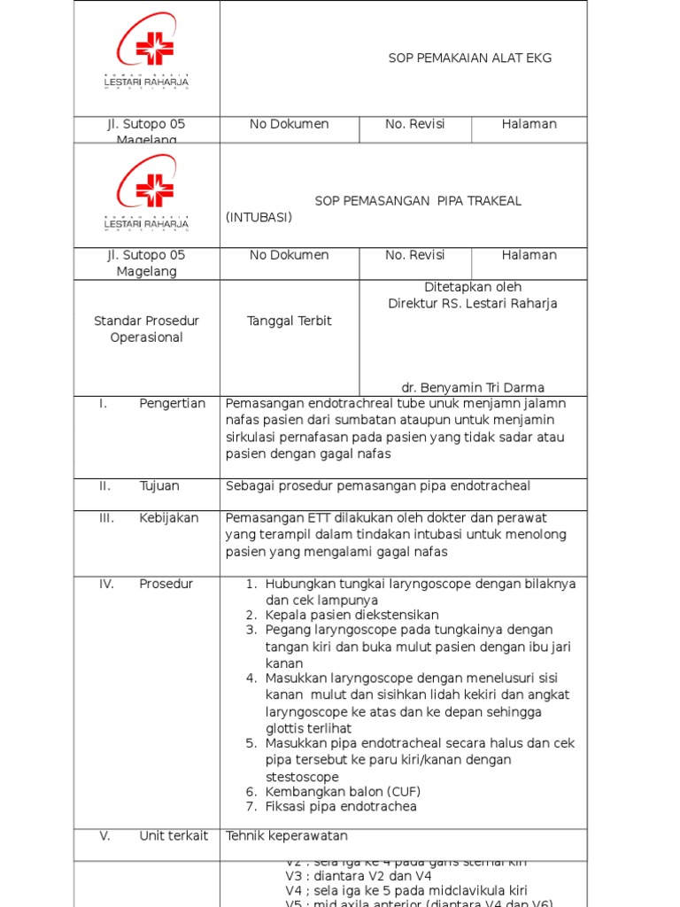 Sop Pemakaian Alat Ekg | PDF